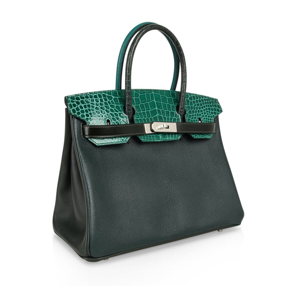 Limited Edition Birkin 30 Bag Patchwork Emerald Green Crocodile & Six ...